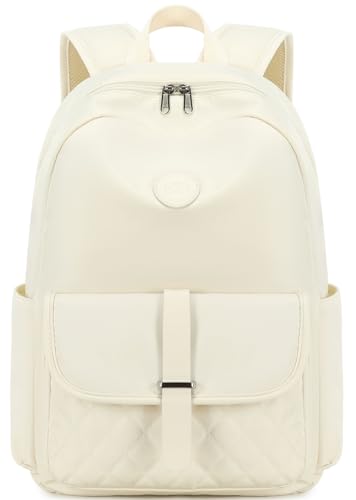 Bluboon College Laptop Backpack School Bookbag Travel Rucksack School Bagfor High School(Beige-Quited)
