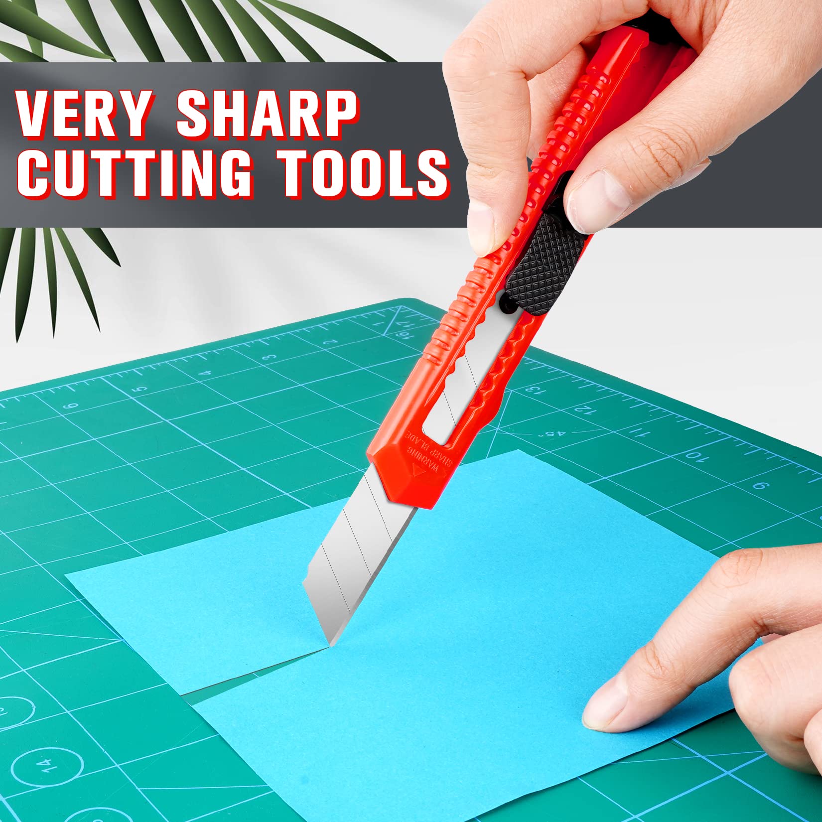 DIYSELF 4 Pack Box Cutter, Box Cutter Retractable, with 10 Pcs 9mm Snap off Blades, Utility Knife for Carton, Cardboard, Paper Knife, Box Cutter for Office, Warehouse, Small Box Opener, Razor Knife