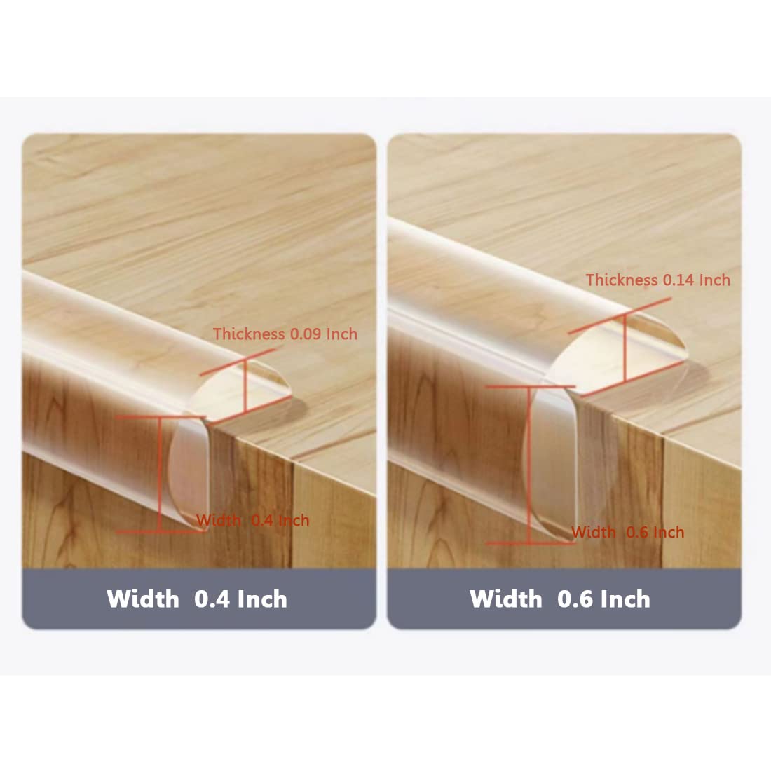 Corner Protector Baby Proofing Edge Strip Clear Silicone Soft Protectors with Upgraded Pre Taped Strong Adhesive for Tables Cabinets Drawers, Transparent, 0.4×0.4 inch width 16.4 ft length (FZT-2)
