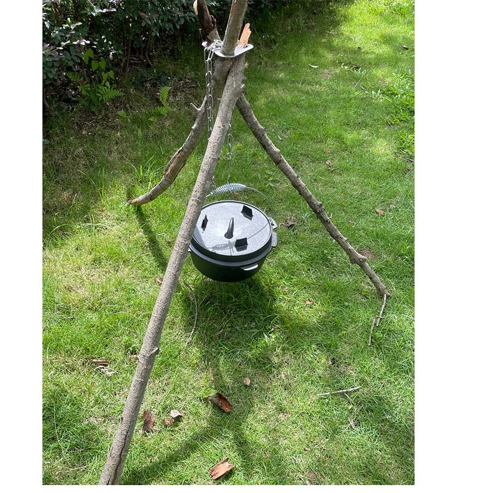 Campfire Tripod Board Camping Tripod for Cooking Stainless Steel Campfire Support Plate Portable Tripod Grill Accessories with Adjustable Chain for Hanging Cookware Lantern