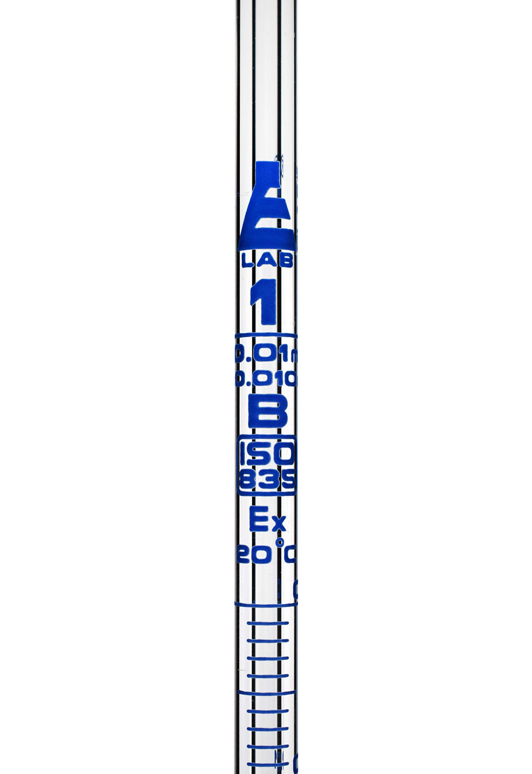 EISCO Serological Pipette, 1ml - Class B, Tolerance ±0.010ml - Blue Graduations - Color Code, Yellow - Calibrated for Delivery to Jet - Borosilicate Glass