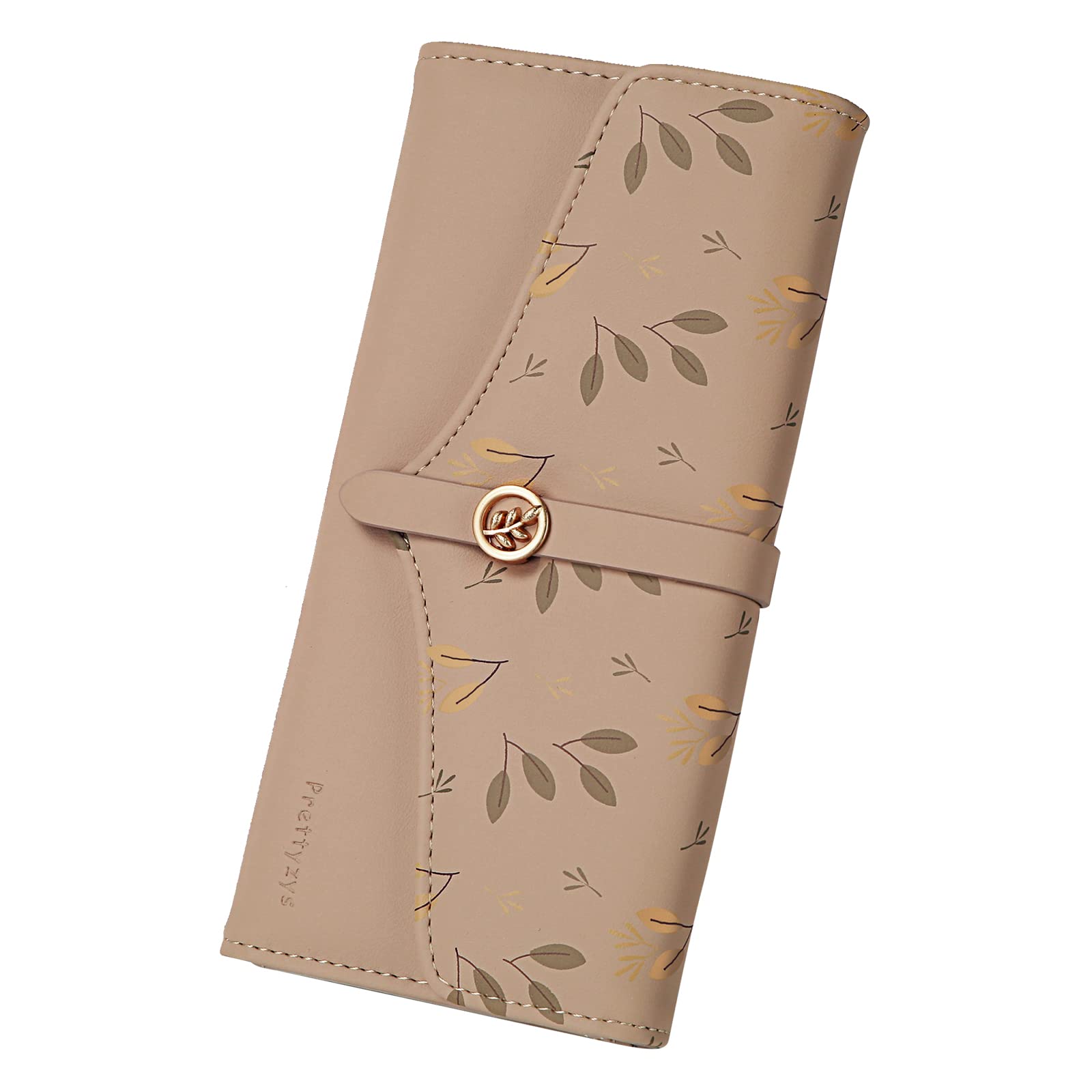 CornerLife Womens Wallet Slim PU Leather with Floral Print Ladies Clutch Organizer Credit Card Holder Trifold Wallets Snap Closure (Black)