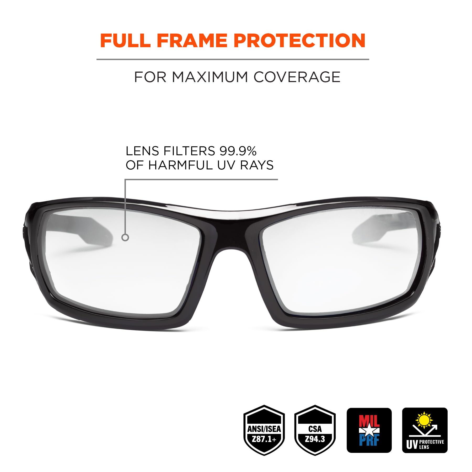 Ergodyne Skullerz Odin Anti-Fog Safety Glasses - Black Frame, Clear Lens