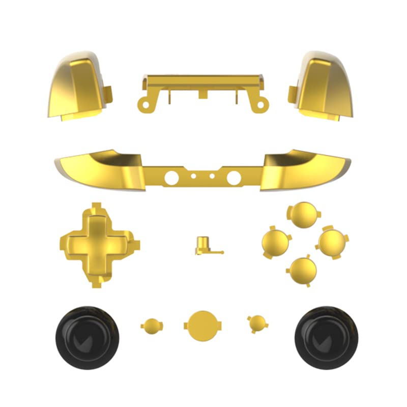 Chrome Color ABXY Dpad Triggers Full Buttons Set Mod Kits for Xbox One Slim / Xbox one S Controller with Screwdriver (Torx T6 T8) Set (Chrome Gold)