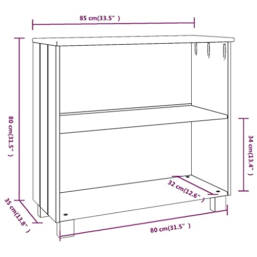 GOLINPEILO Wooden Sideboard 2 Shelf Bookcase Storage Cabinet, 2-Tier Bookshelf Cupboard Storage Cabinet for Bedroom, Living Room 33.5"x13.8"x31.5"(A)
