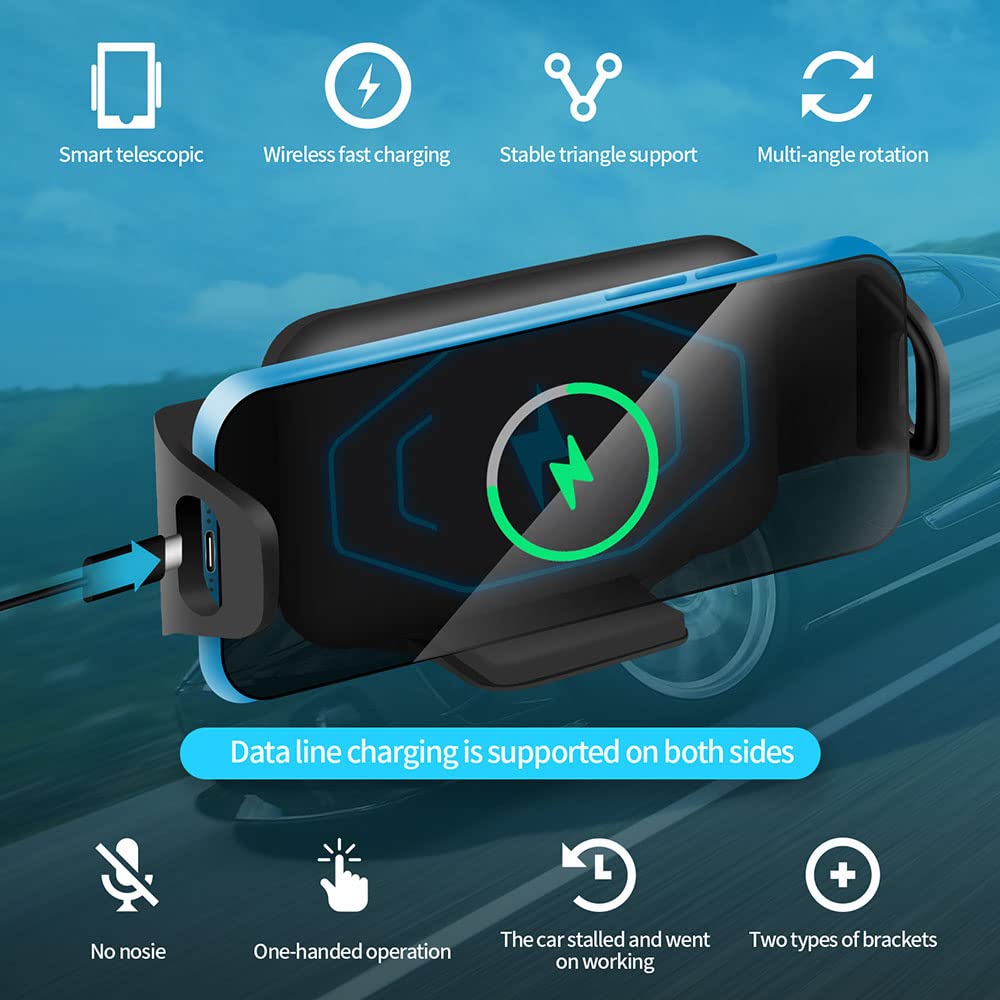 FULNEY Wireless Car Charger Mount, 15W Car Wireless Charger Holder for Air Vent & Dashboard, Compatible with Galaxy Z Fold 4/3/2/iPhone 14/13/12/11/X/8 Series/Samsung S22 Ultra/Note20