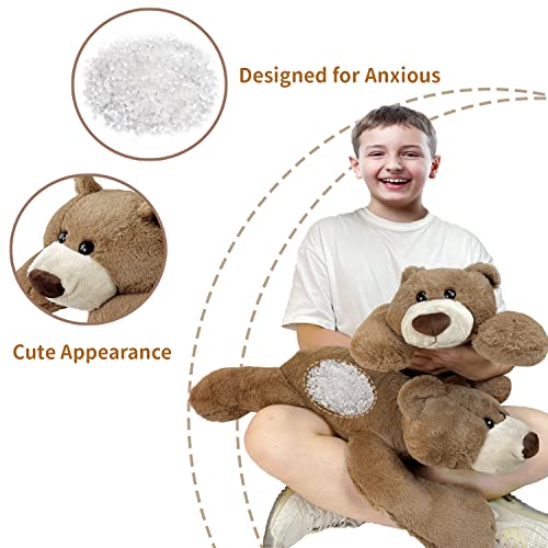 CSVBTRF 3.5 lbs 23" Bear Weighted Stuffed Animal - Hugging Pillow for Kids, Brown Plush Toy(Brown, 23")
