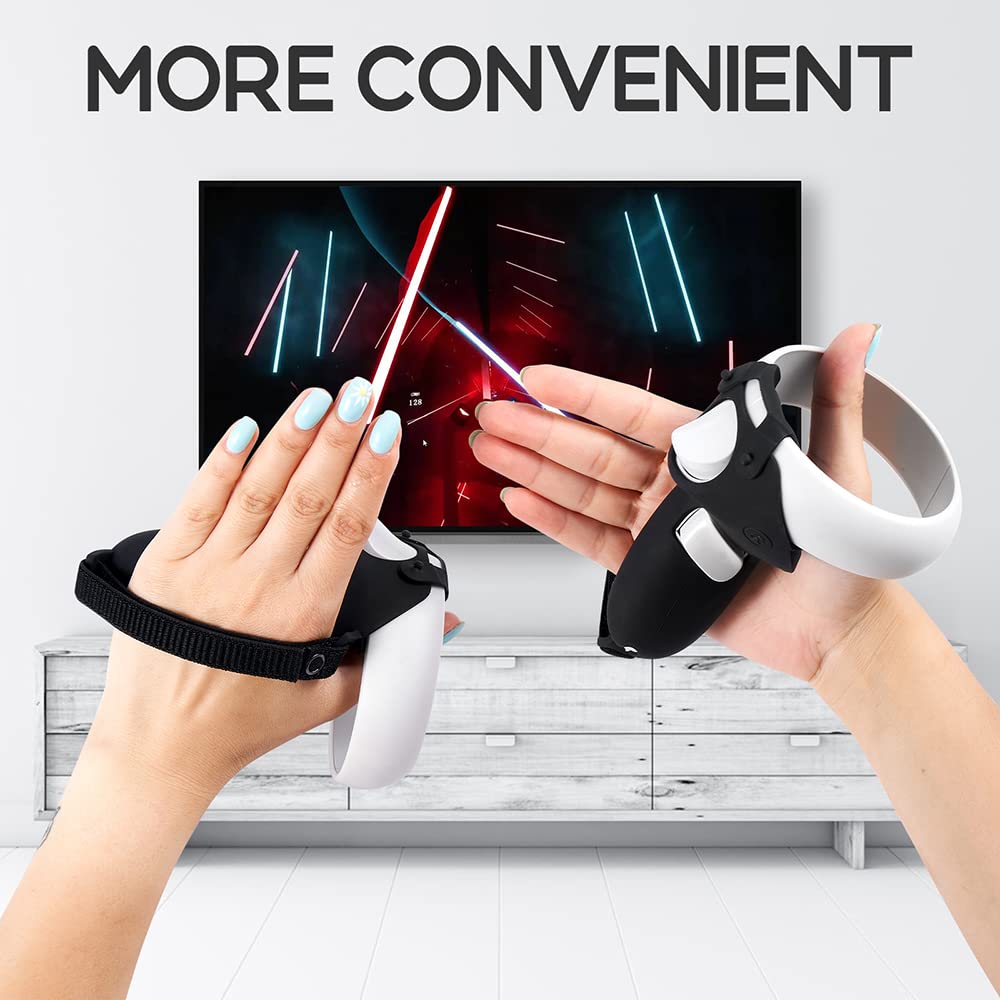 Controller Grips for Oculus Quest 2, Silicone Anti-Throw Grips Cover with Adjustable Knuckle Straps, Protector for Meta/Oculus Quest 2 Accessories