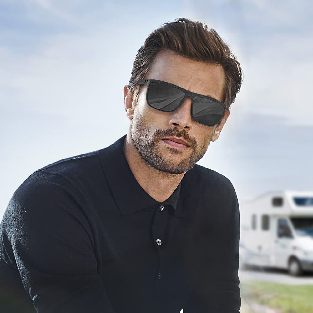 CARFIA Polarized Men's Sunglasses Unbreakable Frame Spring Hinge Flexible Material for Small/Medium/Large Head CA5500