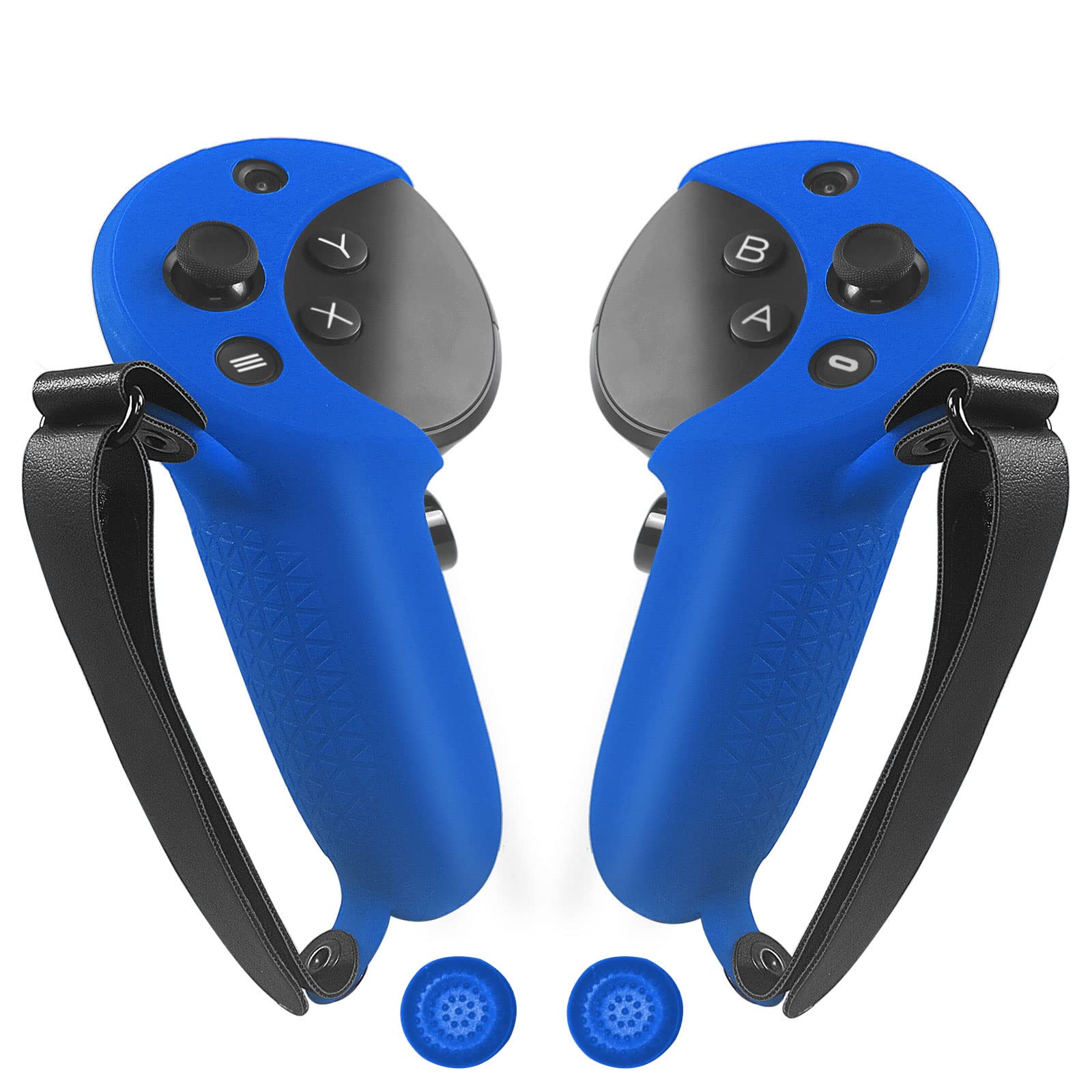 Controller Grips Cover Compatible with Oculus Quest pro Accessories, with Battery Opening Cover and Anti-Detachment Strap (Blue Grips)