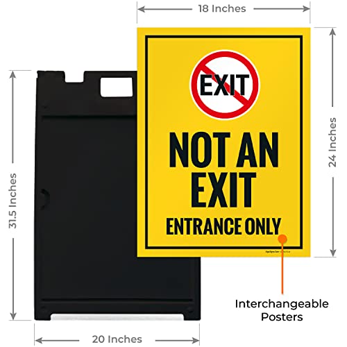 Enter Only Not An Exit Entrance Only With No Exit Symbol Sidewalk Sign Kit, 18x24 Inches, With A Frame Stand, Made in USA by Sigo Signs