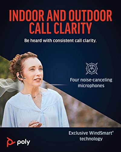 Poly Voyager 5200 UC Wireless Headset & Charging Case (Plantronics) - Single-Ear Bluetooth Headset w/Noise-Canceling Mic - Connect Mobile/Mac/PC via Bluetooth - Works w/Teams, Zoom - Amazon Exclusive