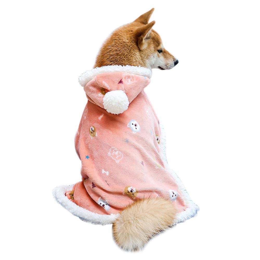 Fulvara Dog Clothes Fleece Winter Coat Warm Soft Dog Vest for Cold Weather,Flannel Blanket Throw Multi-use Pet Apparel for Small Medium Dogs & Cats (M Pink)