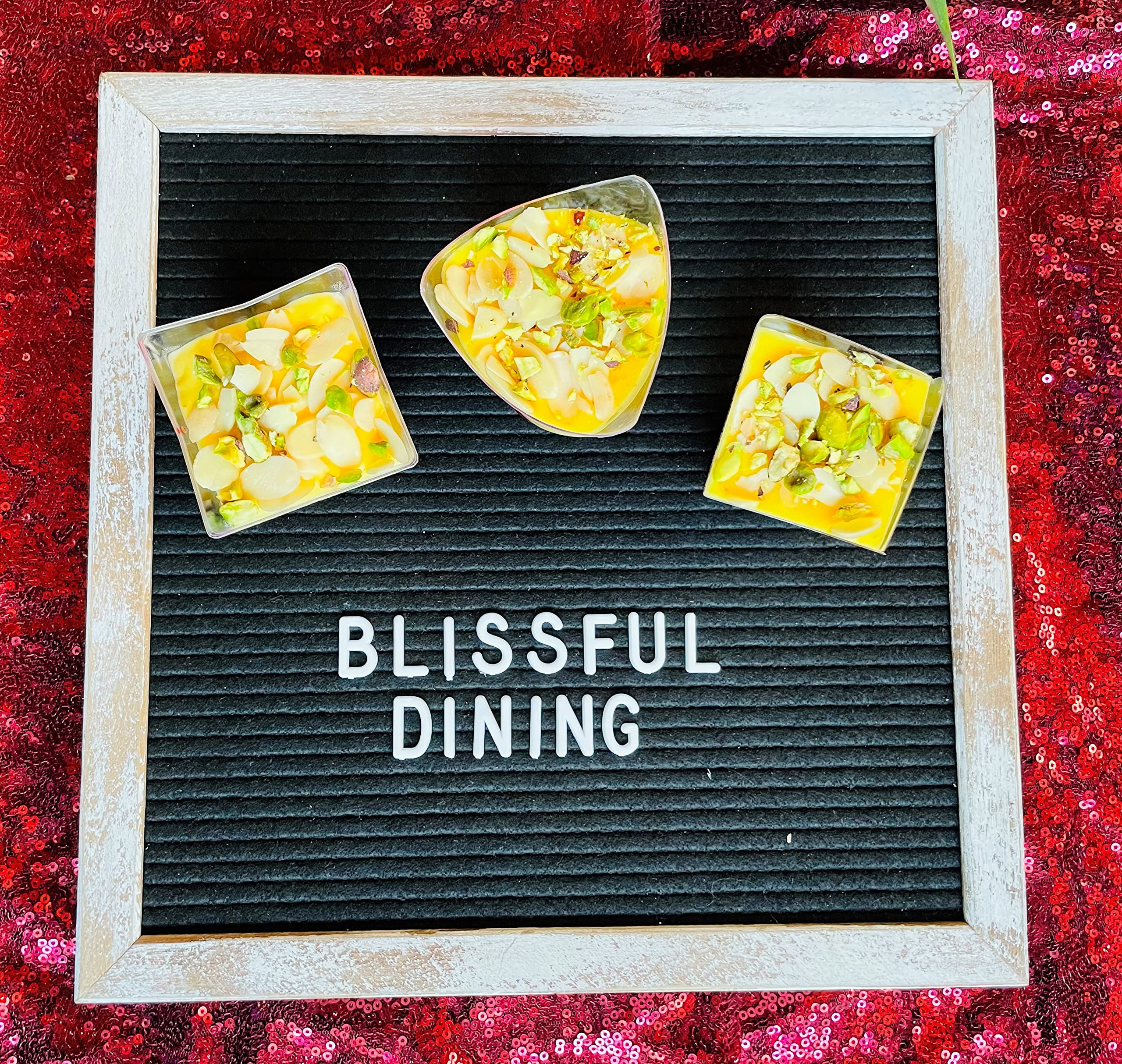 Blissful Dining 100 Counts 3oz Square Clear Plastic Dessert Cups with 100 Counts Clear Plastic Spoons. (3 Ounces, 100 Serving Cups and Spoons)