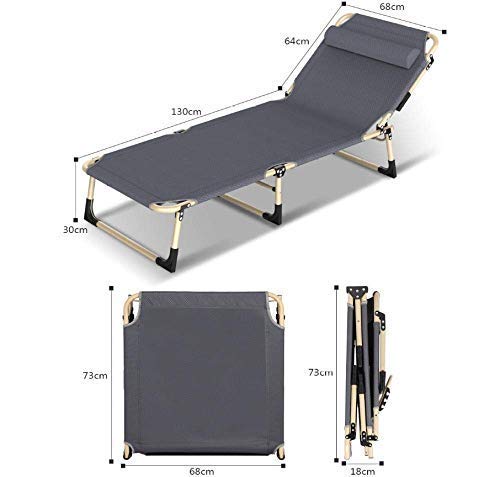 NOALED Folding Garden Sun Lounger Chair, Desks and Chairs Folding Sunbeds, Flat Sun Loungers, Adjustable Backrest Outdoor Recliner Needed (Silver Gray)