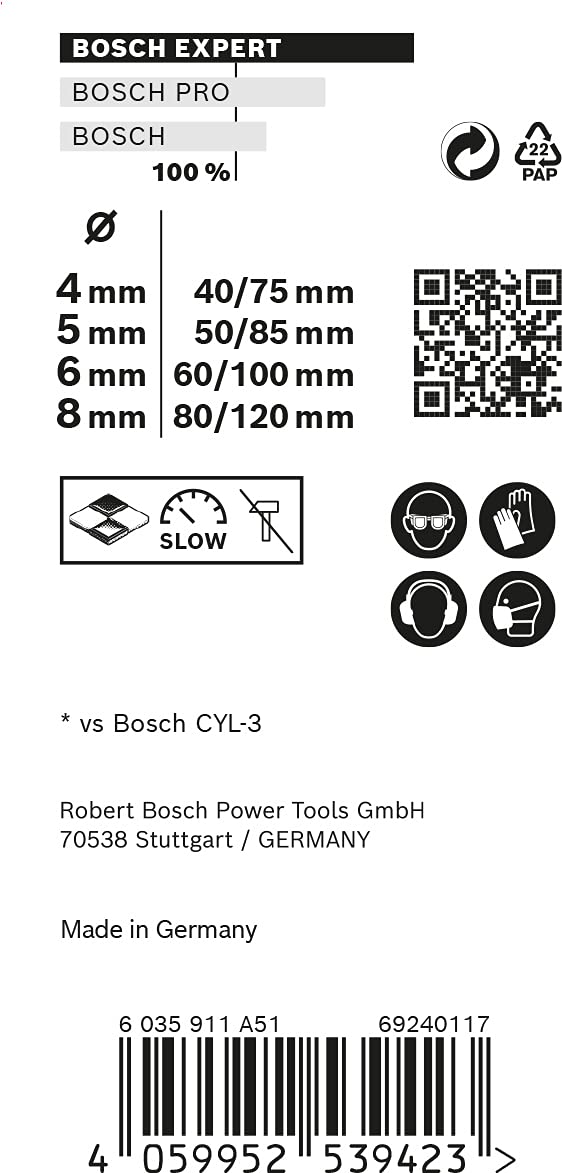 Bosch Professional 4X Expert CYL-9 MultiConstruction Drill Bit Set (for Concrete, Ø 4-8 mm, Accessories Rotary Impact Drill)
