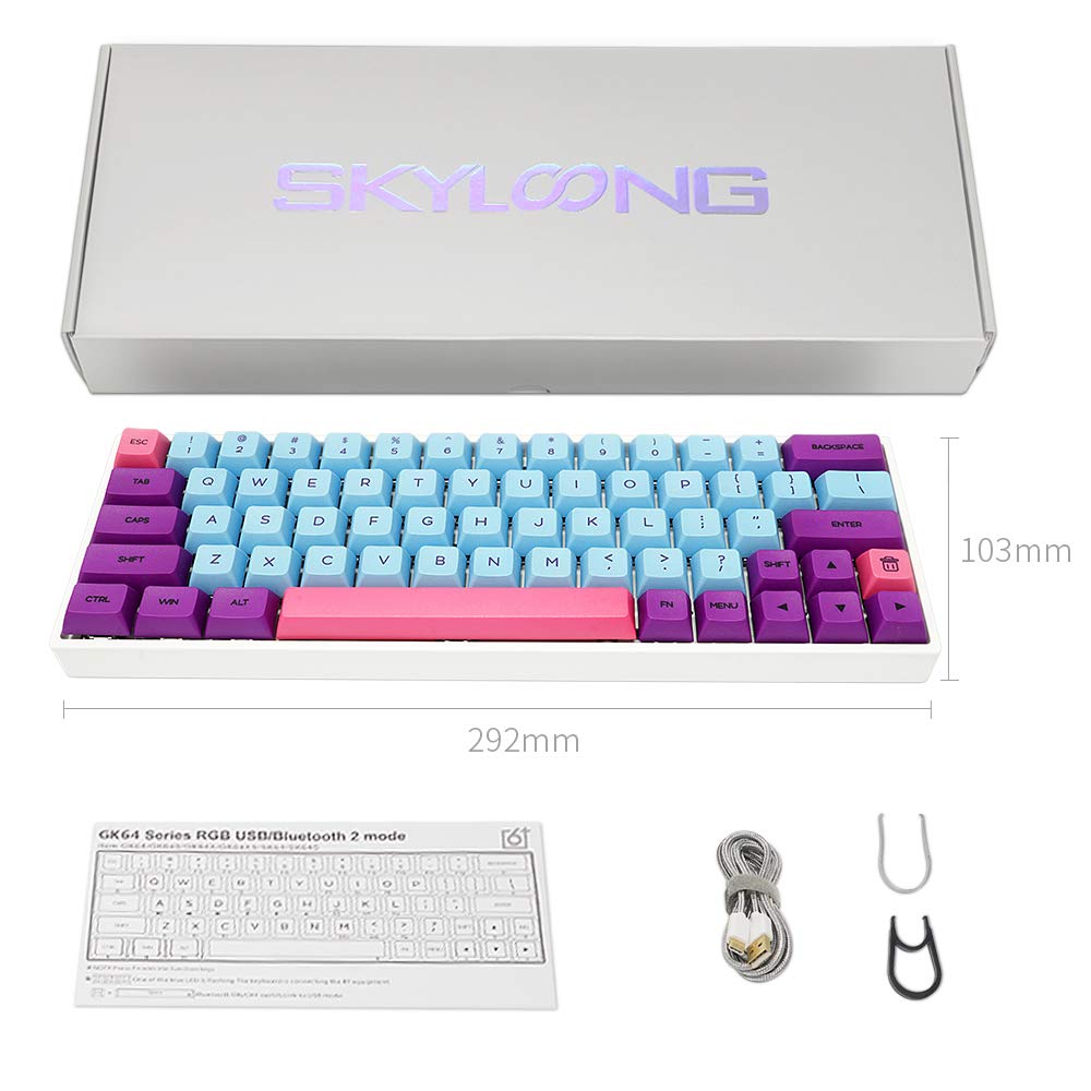 SK64 60% Mechanical Gaming Keyboard, 61 Keys Multi Color RGB Illuminated LED Backlit Wired Programmable With PBT Heat Sublimation Keycaps for PC/Mac Gamer (Joker Limited Edition, Gateron Optical Blue)