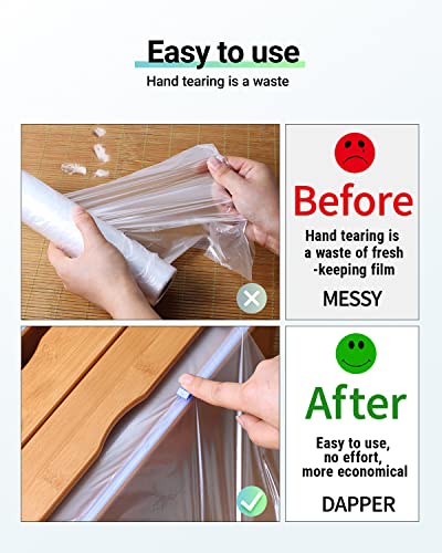ECOGREDA Plastic Wrap Dispenser with Cutter,Bamboo Tin Foil Organizer for Drawer Cabinet, Suitable for Aluminum Foil Organization and Storage and Parchment Paper(2 in 1)