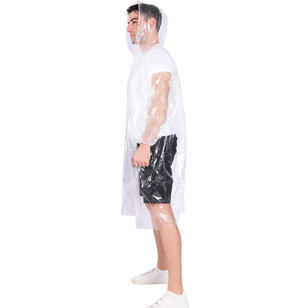 COOY Rain Ponchos,with Drawstring Hood (10 Pack) Emergency Disposable Rain Ponchos Family Pack for Adults,Clear…