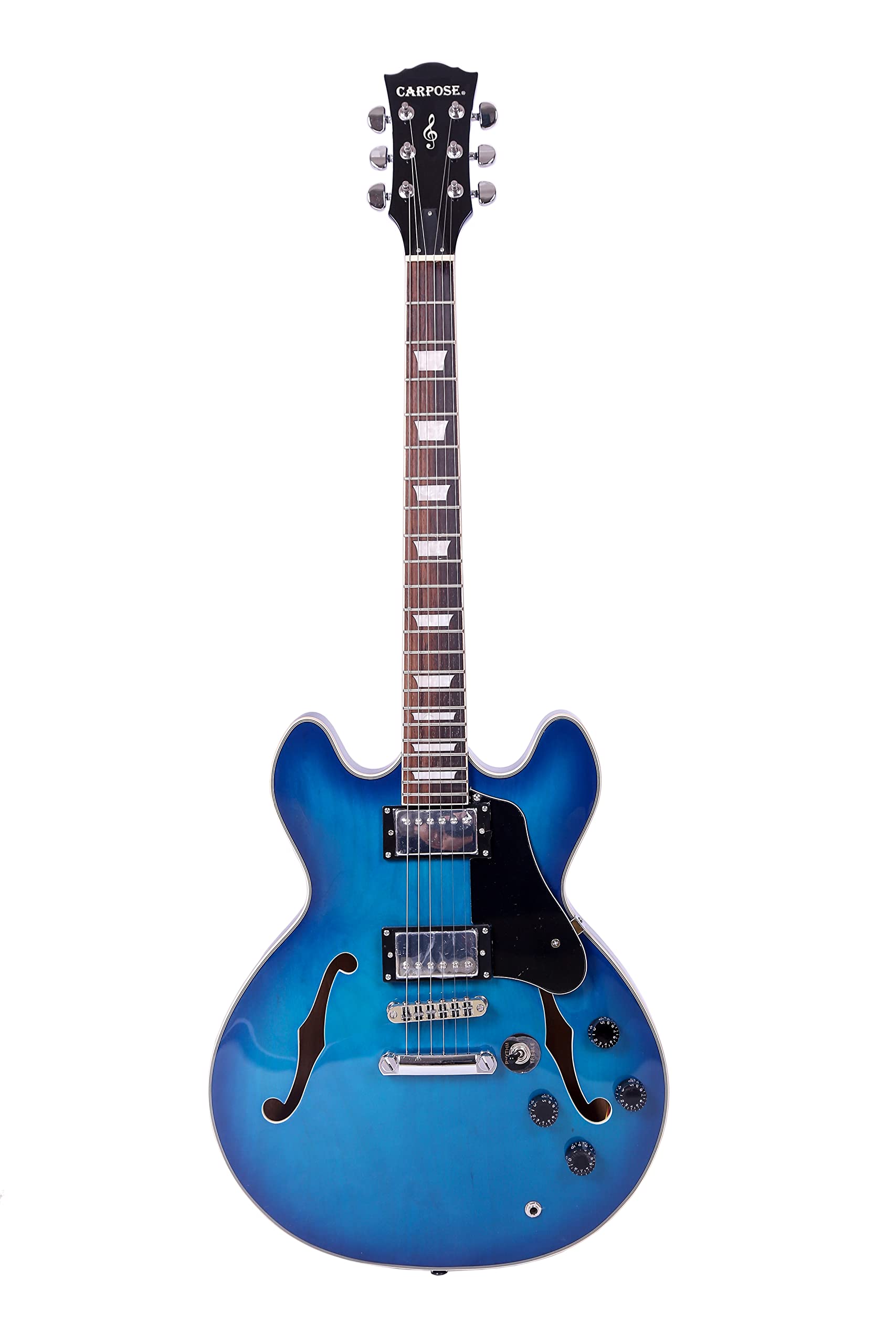 CARPOSE Semi-Hollow Body Electric Guitar,6-Strings Righthand,Maple Body and Neck with Rosewood Fingerboard,Blue