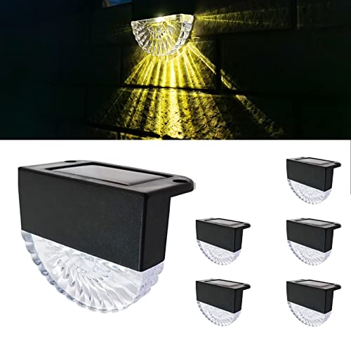 Fakoidat Solar Deck Lights, Outdoor Lighting Outside Step Lights Color Change Rainproof Backyard Decor for Garden Post Fence Stairs Backyard Railing Pool Patio Pathway Outside 6 Pack
