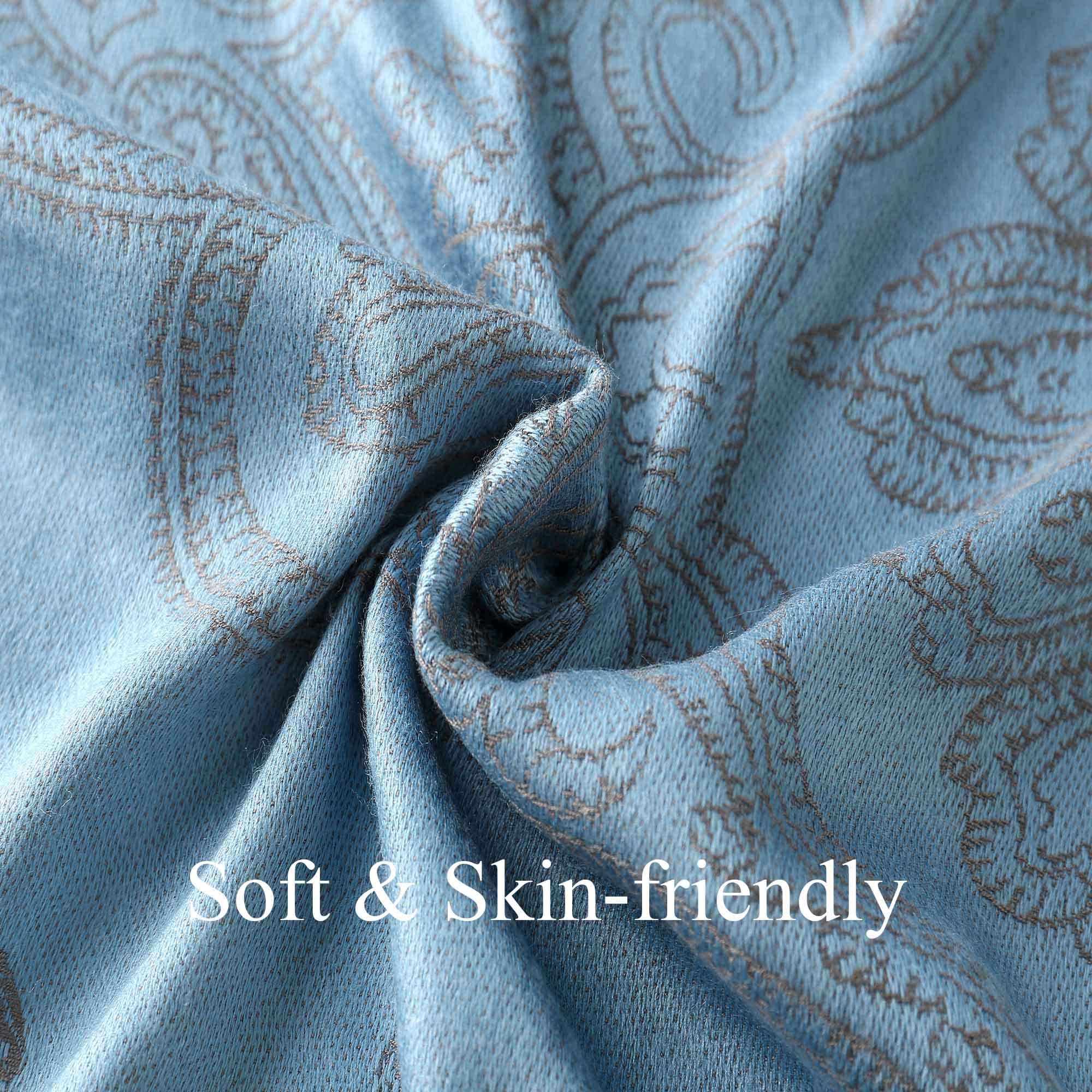 Ciormis Shawl Wraps for Women, Silky Jacquard Paisley Pashmina Scarves for Bridal Formal Dresses(US-Light Blue)