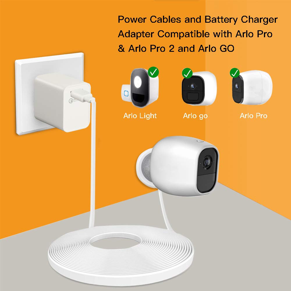 Power Cable 10Ft, Power Cord and Charger Adapter for Arlo Pro & Pro 2 and Arlo Go, Weatherproof Outdoor Indoor, Arlo Power Cable