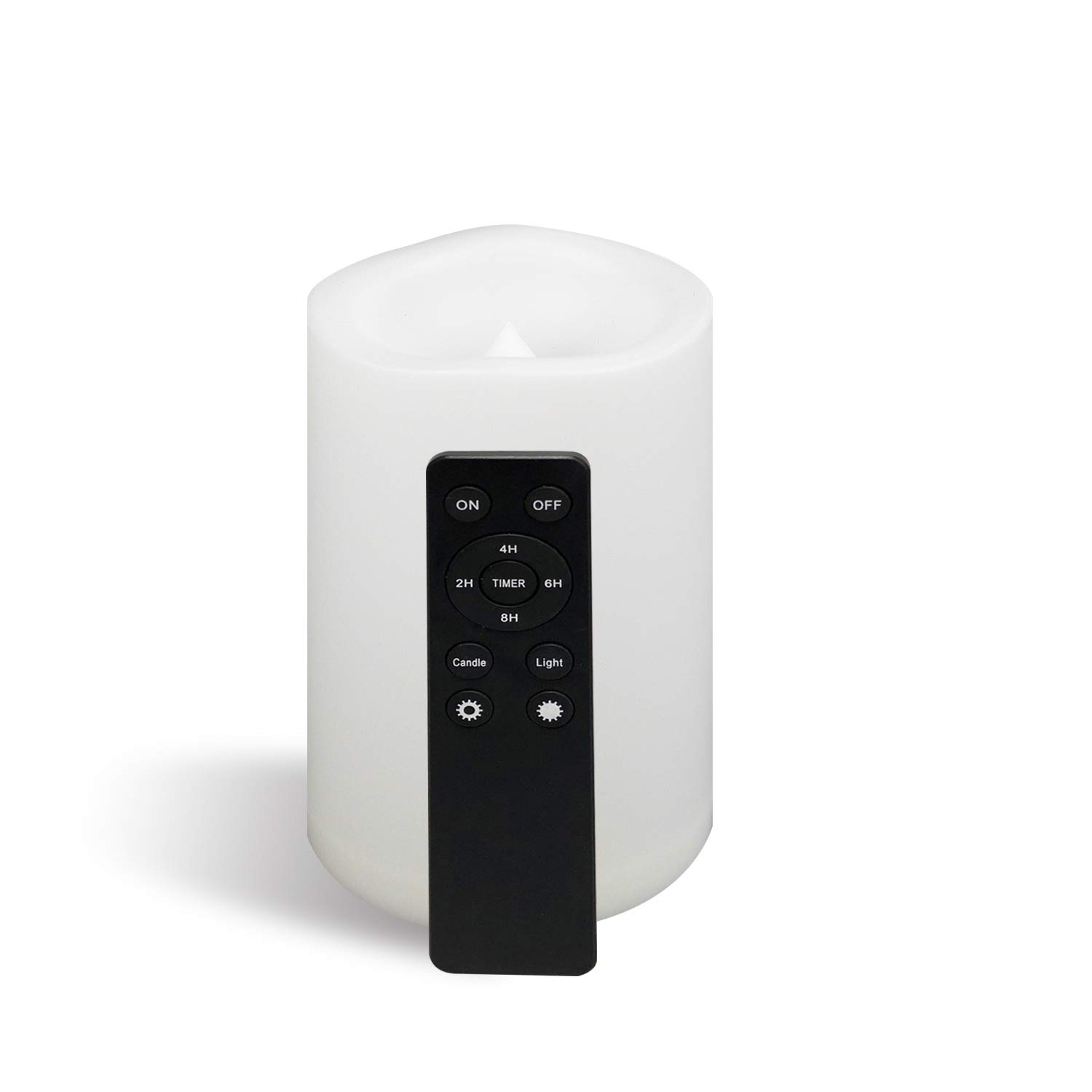 CANDLE CHOICE Waterproof Outdoor Battery Operated Flameless Candle Remote Timer Large Tall White Plastic Realistic Flickering Electric LED Pillar Lantern Garden Wedding Christmas Decorations 4”Dx6”H