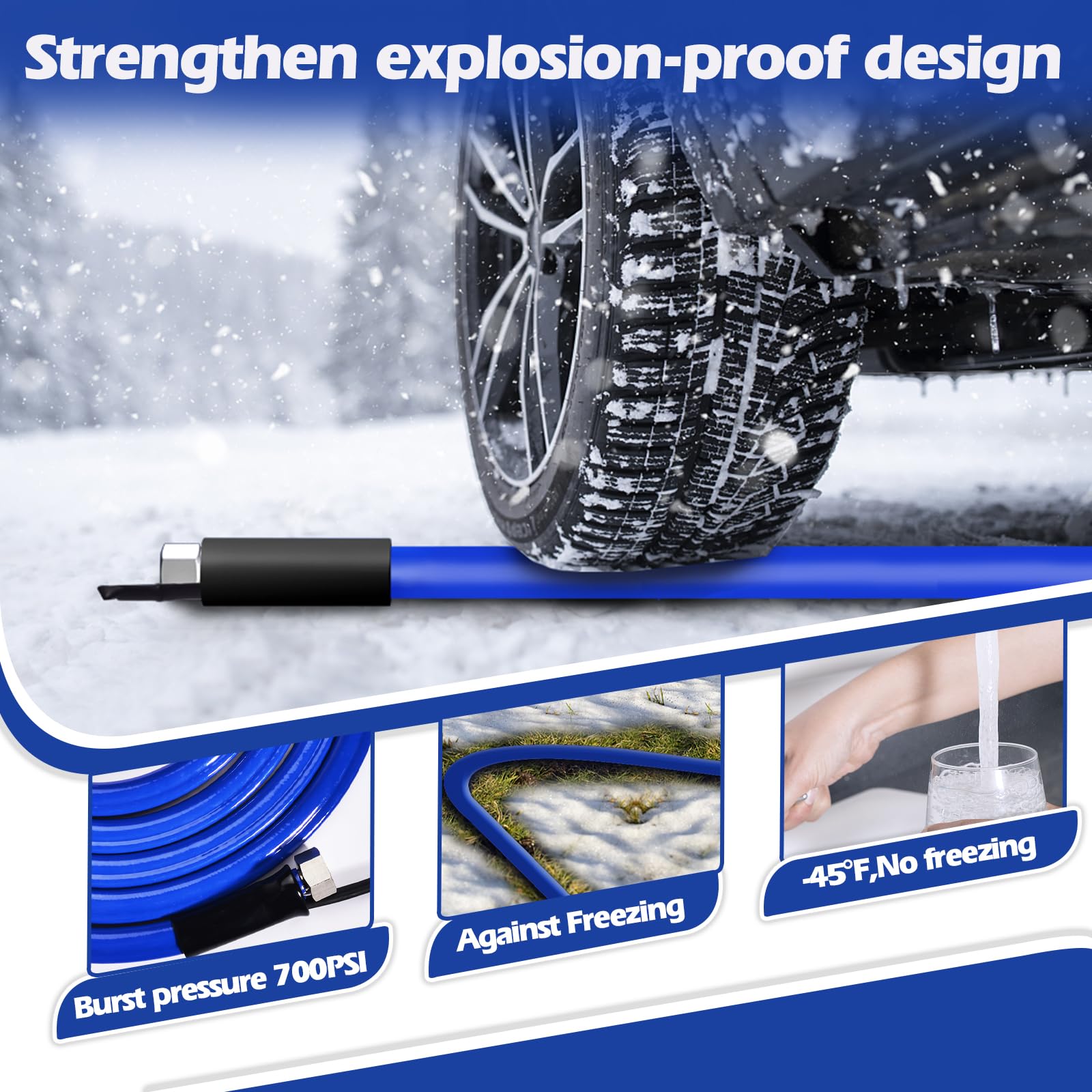 Bipeoo 15FT 30FT Heated Water Hose for Rv,-45 ℉ Antifreeze Drinking Garden Water Hose with Energy Saving Thermostat,1/2" Inner Diameter Rv Accessories-Lead and BPA Free