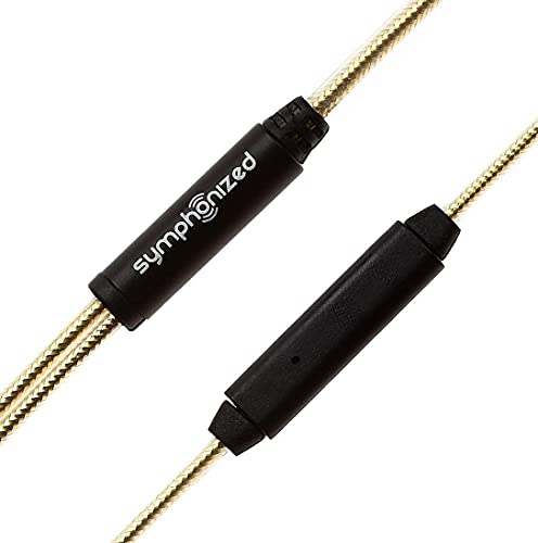 Symphonized NRG 2.0 Wood Earbuds Wired, in Ear Headphones with Microphone for Computer & Laptop, Noise Isolating Earphones for Cell Phone, Ear Buds with Booming Bass (Gold)