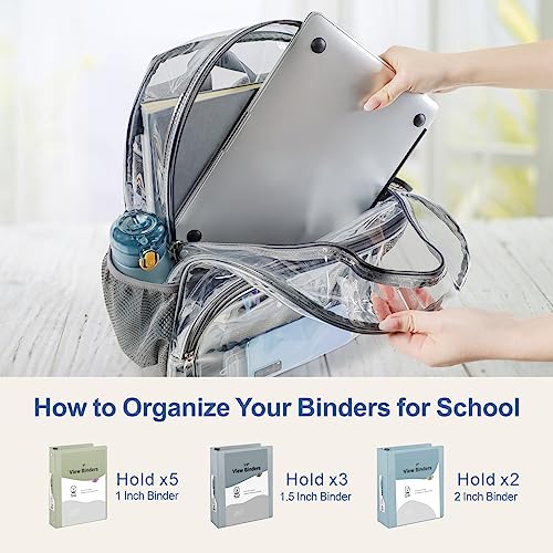 Cambond Clear Backpack - Heavy Duty Transparent Backpacks for Adults Reinforced Straps See-Through Bag for School Work (Large,Grey)