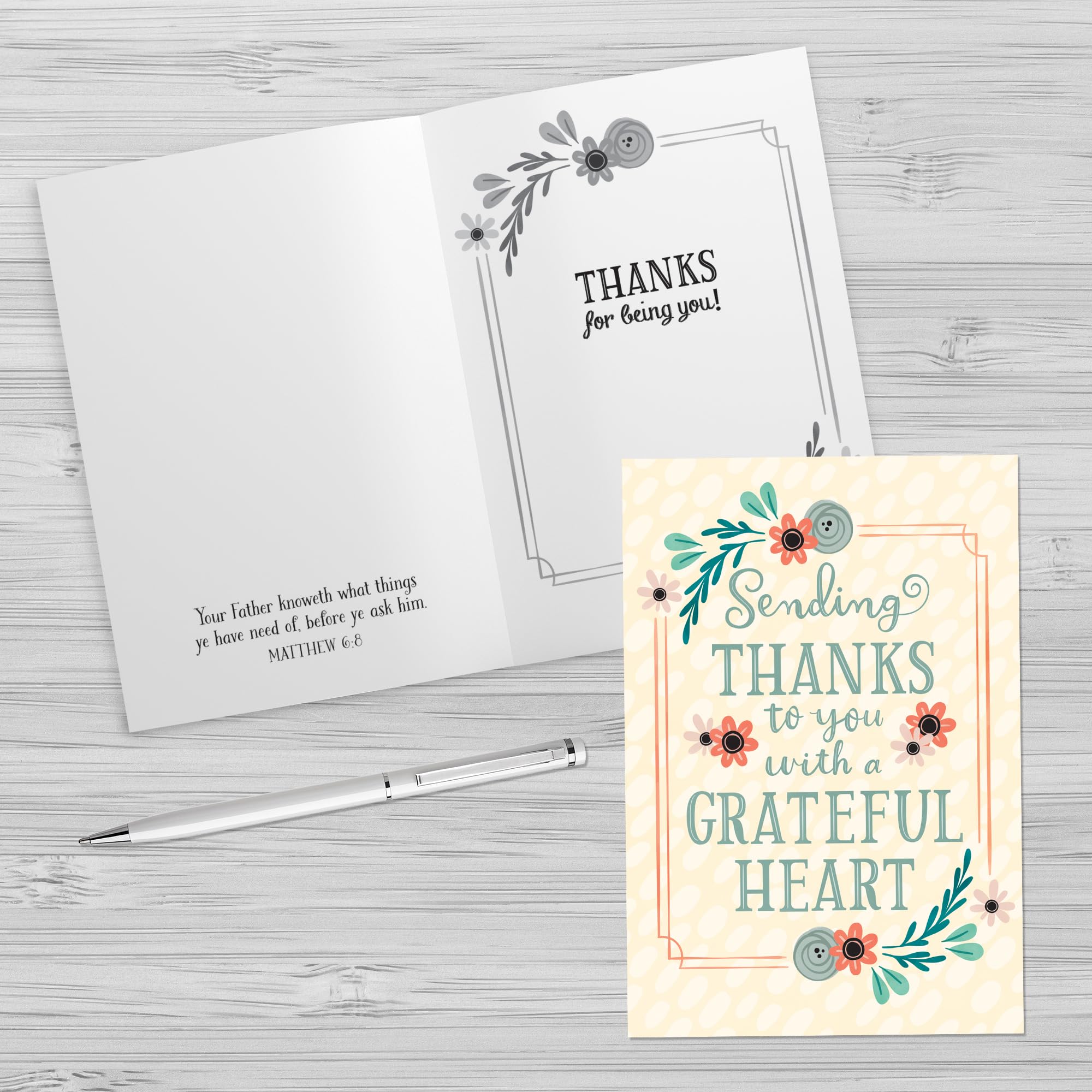 Faithfully Yours Designer Greetings Inspirational Thank You Boxed Card Assortment, With Gratitude with Biblical Scripture Verses (Box of 12 Greeting Cards with Envelopes)