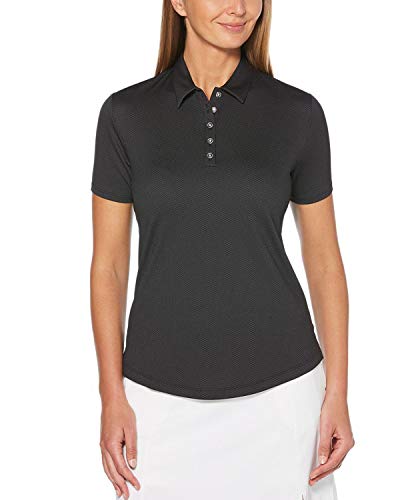 Callaway Women's Standard Short Sleeve Opti-dri Cooling Birdseye Golf Polo Shirt, Black, XX-Large