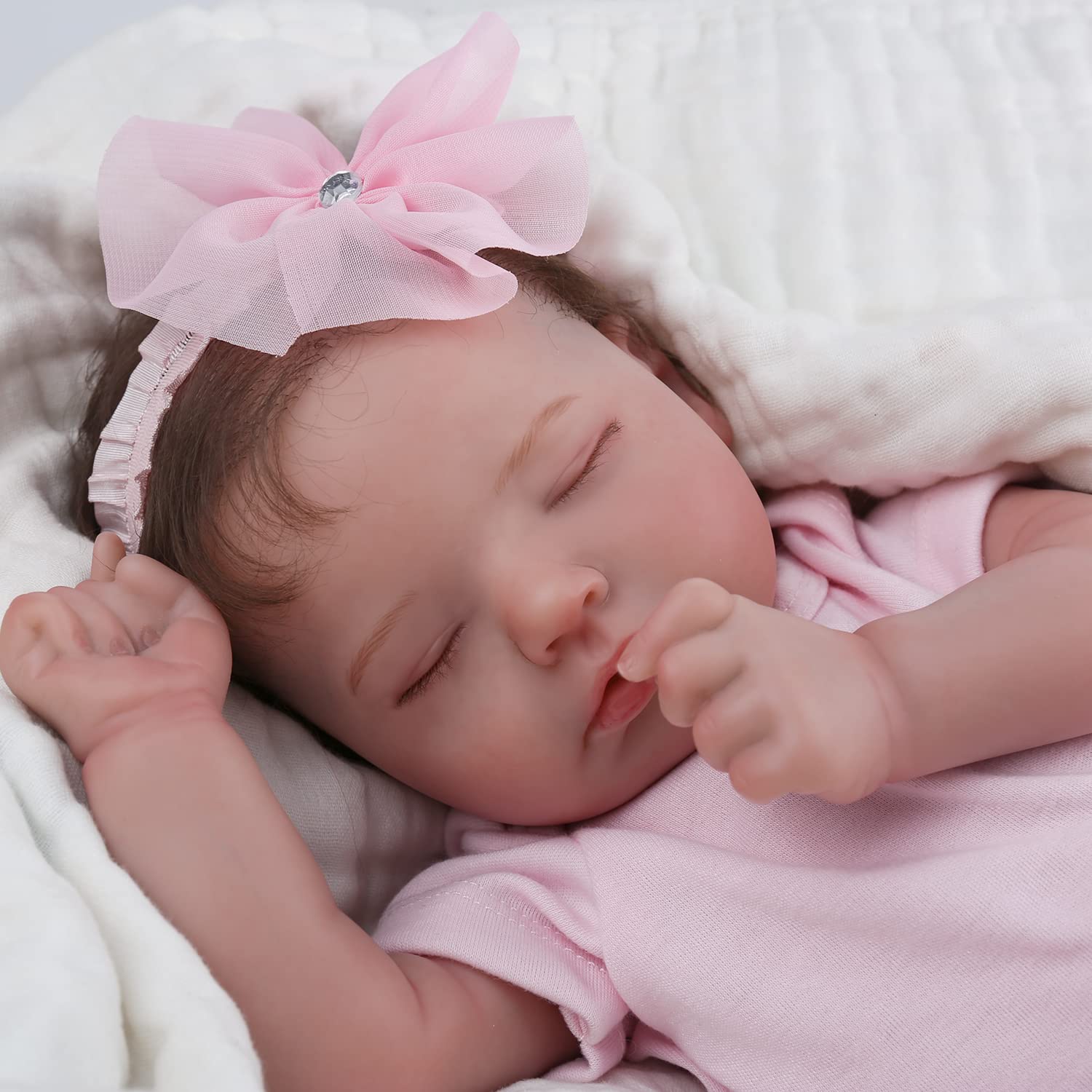 DCOLCO 20 Inch Reborn Baby Doll - Lifelike Sleeping Toy with Closed Eyes, Soft Body for Kids Age 3+