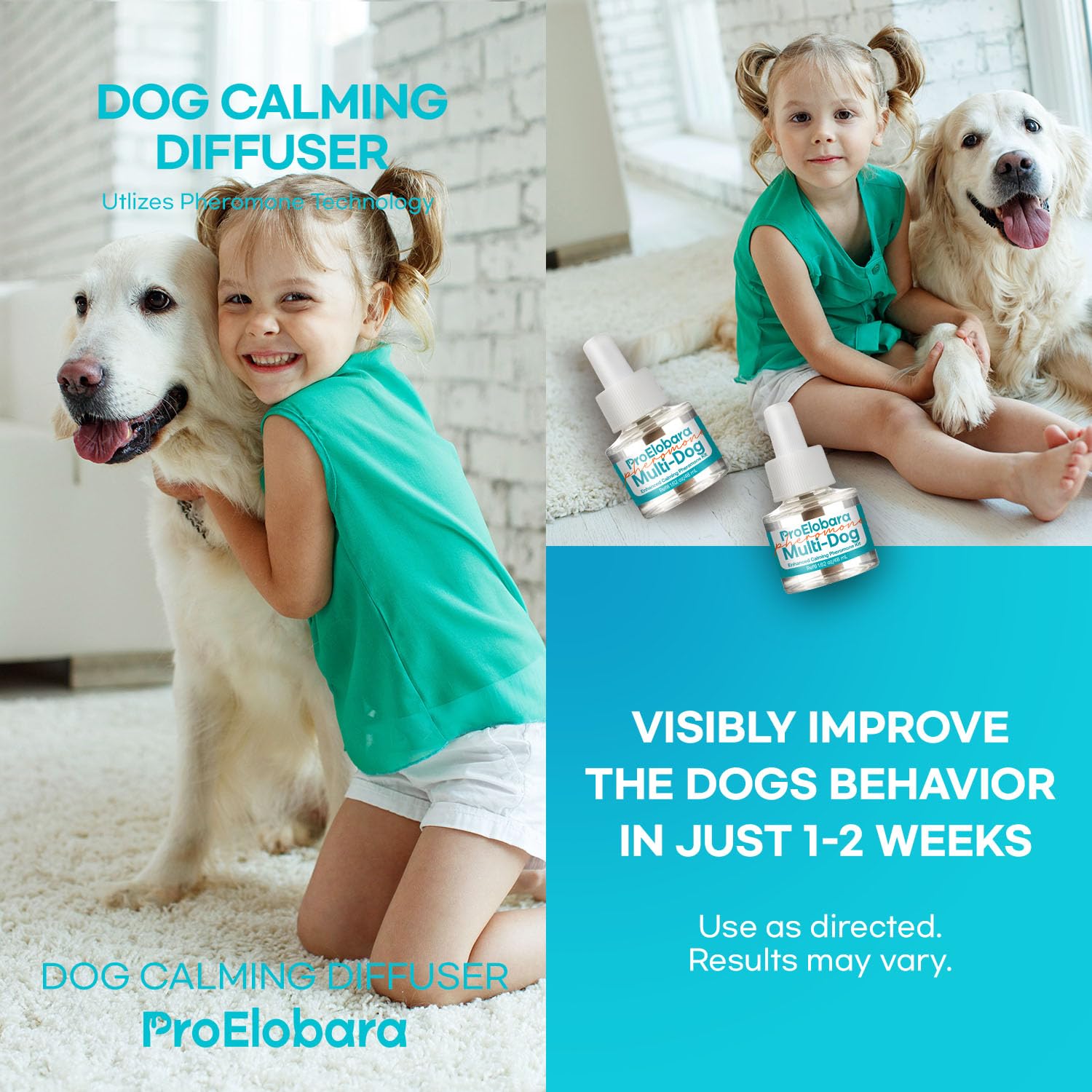 Dog Calming Pheromone Anxiety Diffuser: Dog Calming Pheromones Anti Anxiety Plug Diffuser - Anti Anxiety Calming Pheromone Diffuser for Dogs - Calm Dogs Stress Relief 1 Diffuser & 2 Pheromone Refills