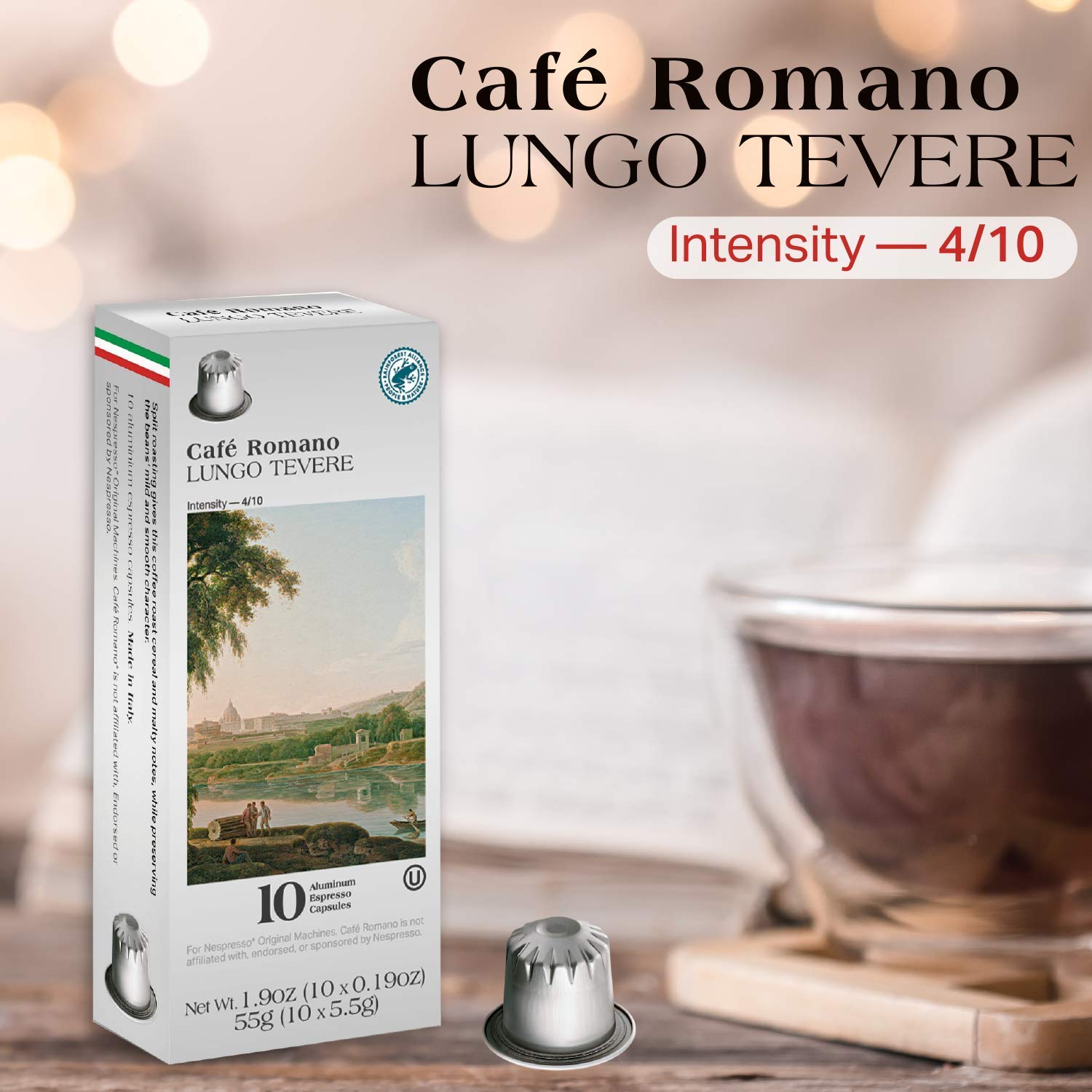 Café Romano Espresso Capsules Single Cup Aluminum Coffee Pods Compatible with Nespresso Original Machine, 80 Capsules (Variety pack)
