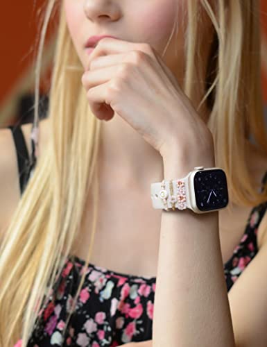 Heesch Watch Band Charms Compatible with Apple Watch Charms for Band Women Beads Decorative Ring Loops Charm for Apple Watch Band Charms Accessories