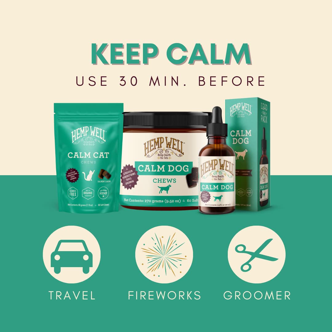 Hemp Well Calm Dog Soft Chews: Organic, Melatonin and Hemp Infused Calming Chews for Dogs with Anxiety, Separation Anxiety Relief and Stress Relief - 1 Pack Chews