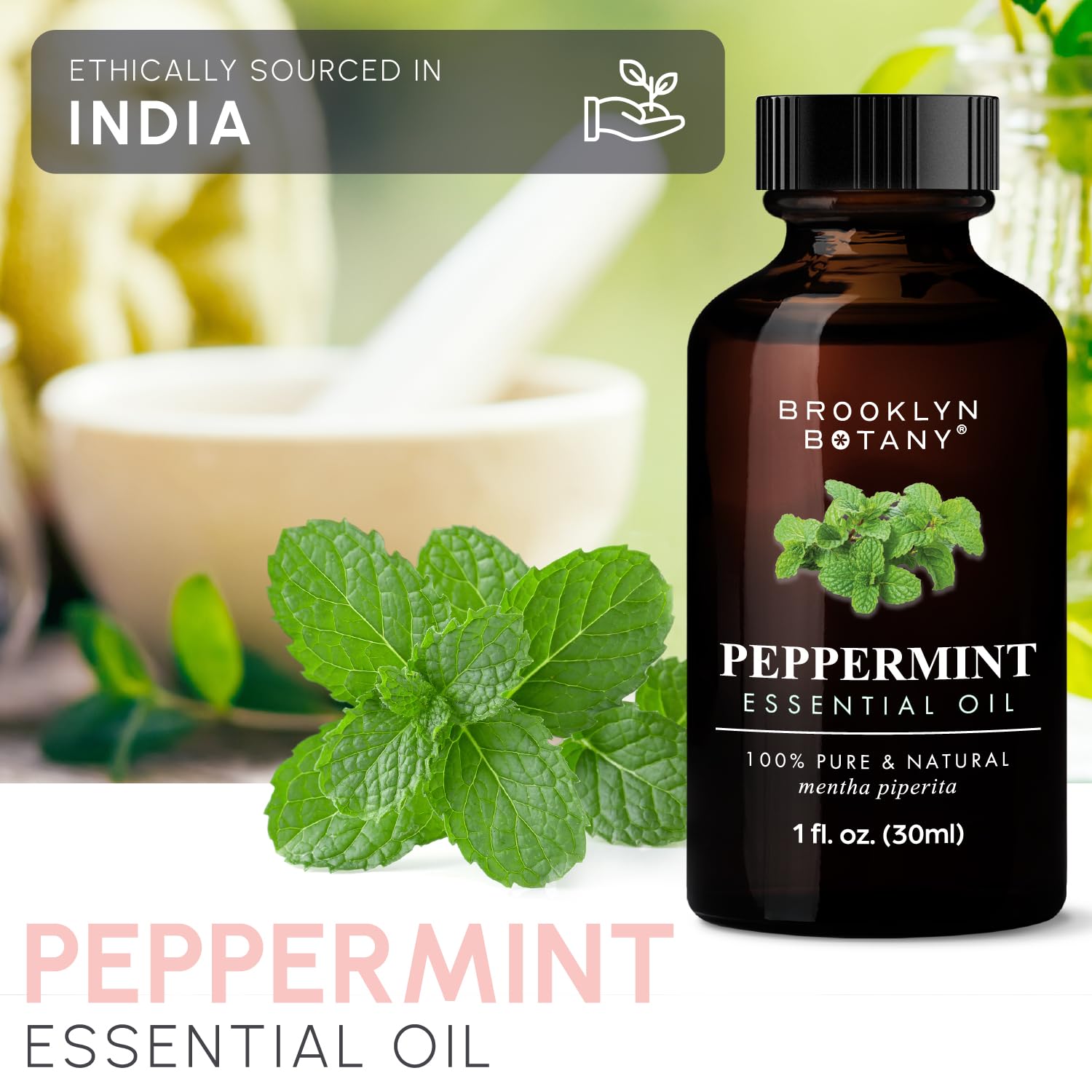 Brooklyn Botany Peppermint Essential Oil β 100% Pure and Natural β Premium Grade Oil with Dropper - for Aromatherapy and Diffuser - 1 Fl Oz