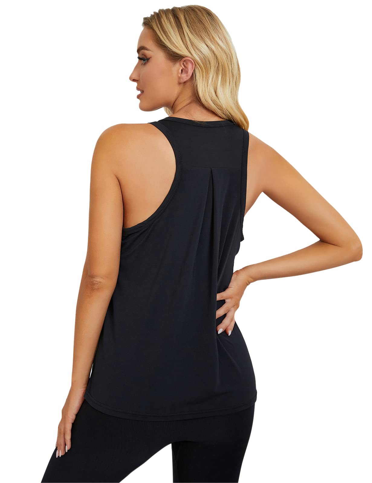 Blooming Jelly Womens Racerback Tank Tops with Built in Bra Black Workout Athletic Running Yoga Tanks
