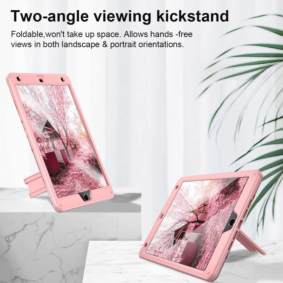 Btscase for iPad 9th/8th/7th Generation, iPad 10.2 (2021/2020/2019) Case, Built-in Screen Protector and Kickstand Dual Layer Full-Body Heavy Duty Shockproof Drop Protective Marble Cover, Rose Gold