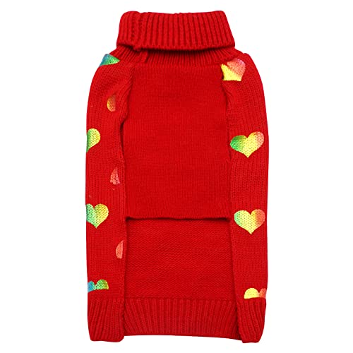 KYEESE Valentines Day Dog Sweaters Colorful Radiant Printing Love Design with Leash Hole Pet Sweater Pet Clothes,XL