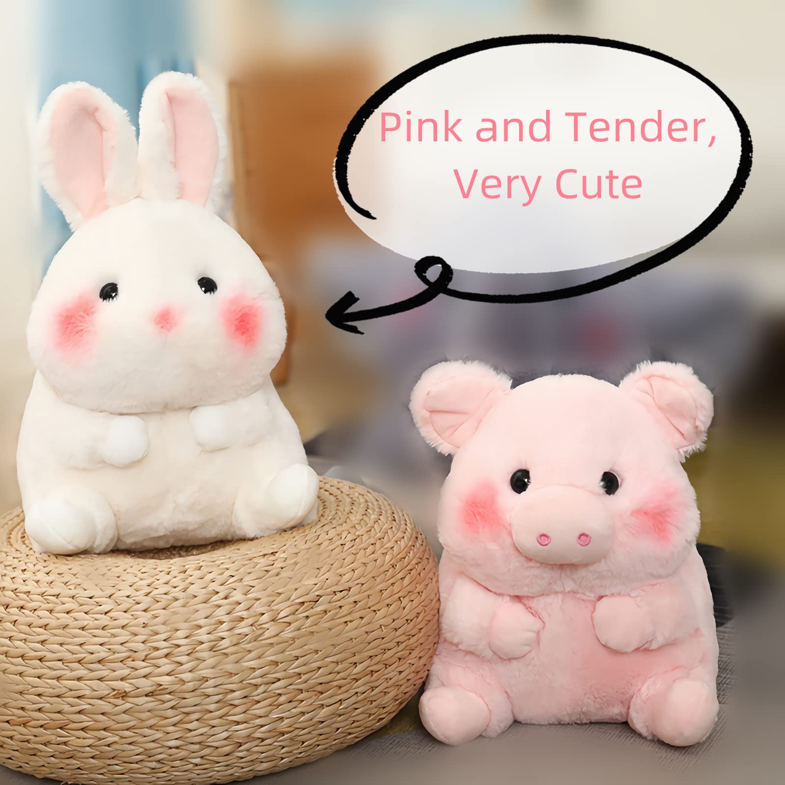 CHDGIOHA 2023 Rabbit Year Mascot Plush Toys, Cute New Year Rabbit Soft Stuffed Animals, Easter Birthday White Bunny Plush Pillows, Plush Bunny Toy for Kids (Small Bunny 7.0'')