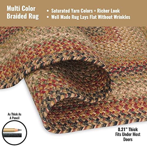 Homespice 20x30” Multi Color Oval Braided Rug. Kingston Brown and White Jute Oval Rug. Uses- Entryway Rugs, Kitchen Rugs, Bathroom Rugs. Reversible, Rustic, Country, Primitive, Farmhouse Decor Rug
