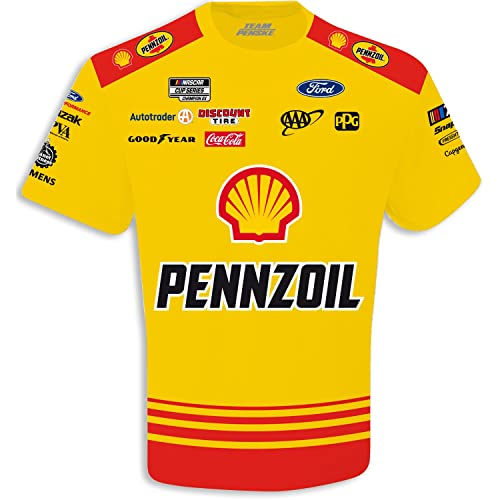 Checkered Flag Sports Joey Logano 2023 Shell Pennzoil Sublimated Uniform Pit Crew T-Shirt (as1, Alpha, 4X_l, Regular, Regular) Yellow