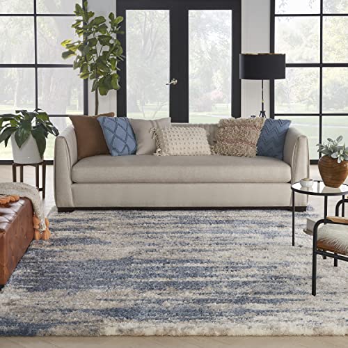 Nourison Luxurious Shag Modern & Contemporary Light Blue Grey 6'7" x 9'2" Area -Rug, Easy -Cleaning, Non Shedding, Bed Room, Living Room, Dining Room, Kitchen (7x9)