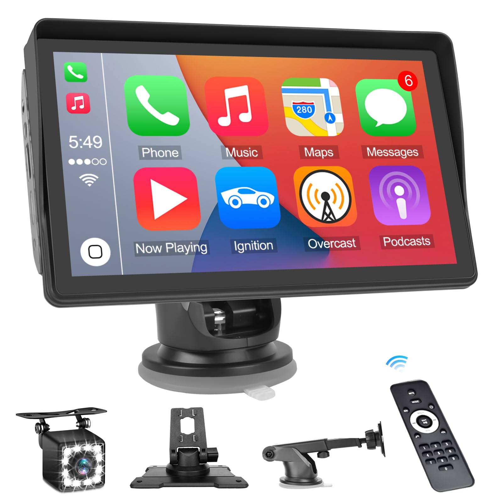 Camecho Wireless Carplay & Android Auto, 7 Inch Touchscreen Automatic Multimedia Player, Car Stereo with Mirror Link/Siri/Car Play GPS Navigation/FM/Bluetooth/Navigation Screen for All Vehicles