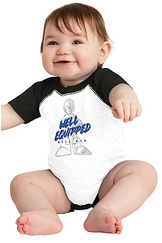 Brisco Brands Mega Man Retro 1990s Anime Cartoon Raglan Baby Romper Boys Girl