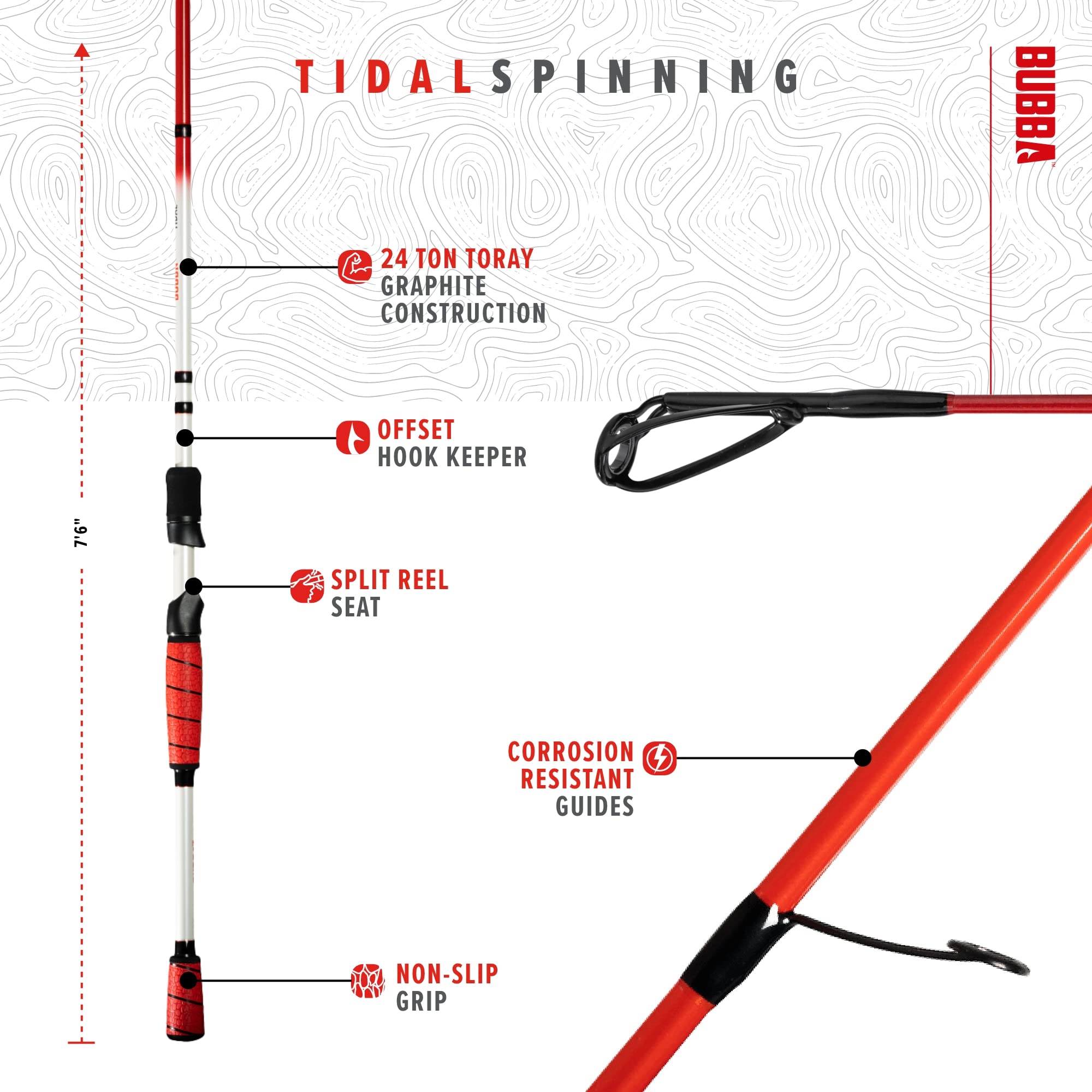 BUBBA T701MF-S Tidal Spinning Rod