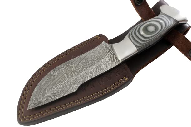 Custom handmade damascus steel fixed blade hunting knife. PPI-17
